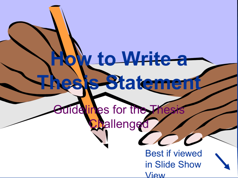 How To Write A Thesis Statement