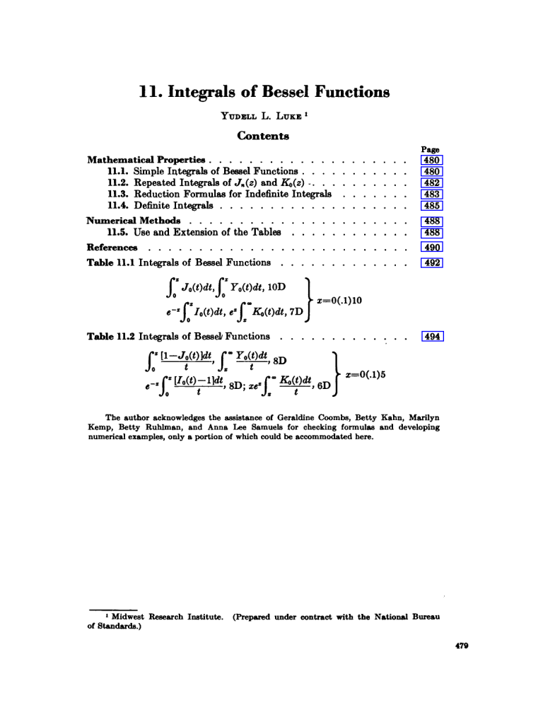 15 Integrals Of Bessel Functions 