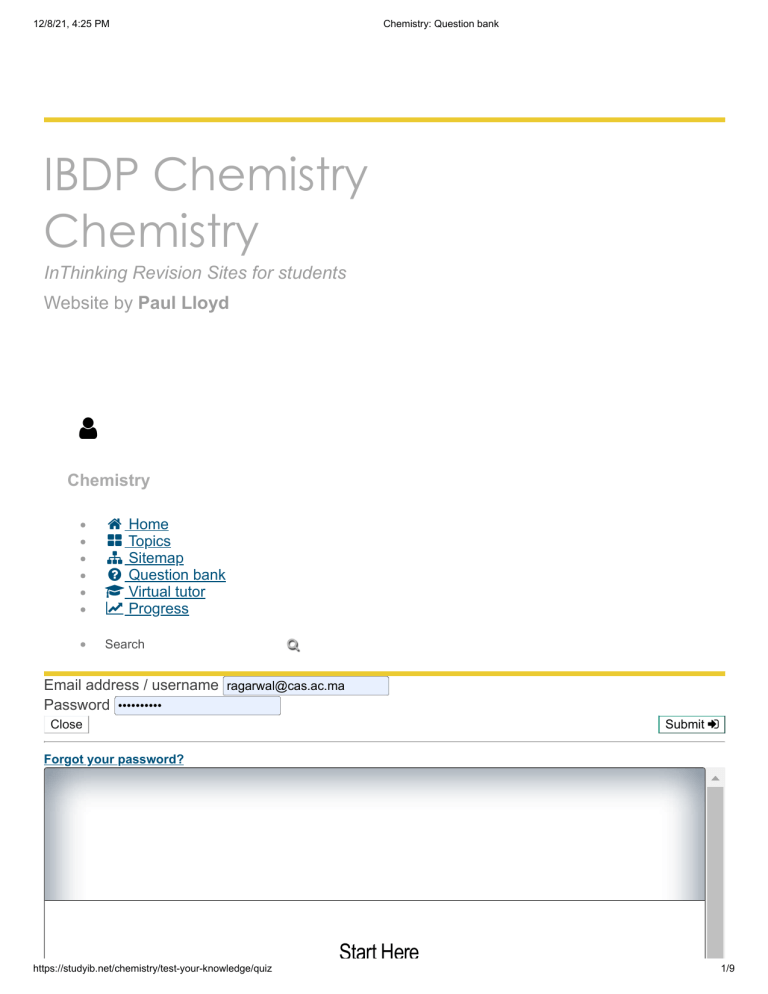IB Chemistry: Ionic Bonding Question Bank