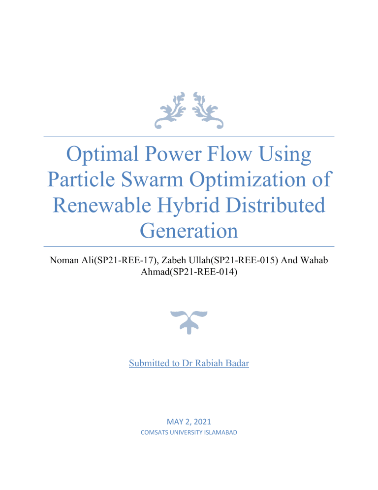 Optimal Power Flow with PSO for Renewable Hybrid Generation