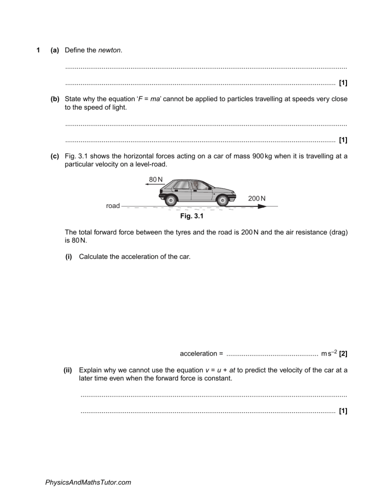Physics Mechanics Exam Paper: Forces, Motion, Torque