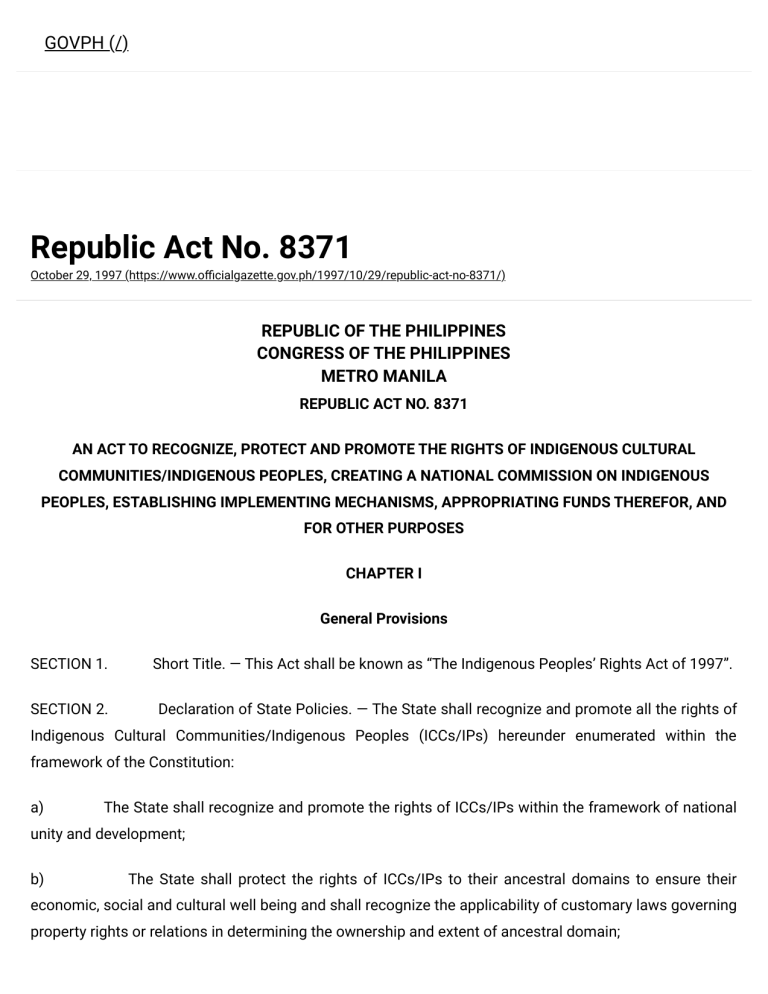 RA 8371 IPRA LAW RA 8371 IPRA LAW