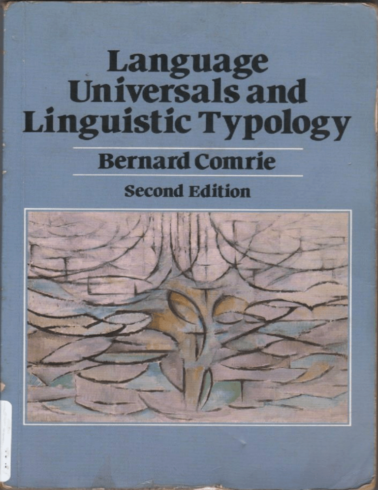 Language Universals And Linguistic Typology Syntax And Morphology