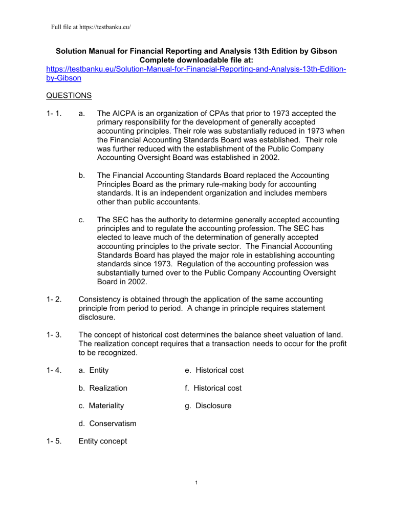 Solution Manual For Financial Reporting Solution Manual For Financial Reporting