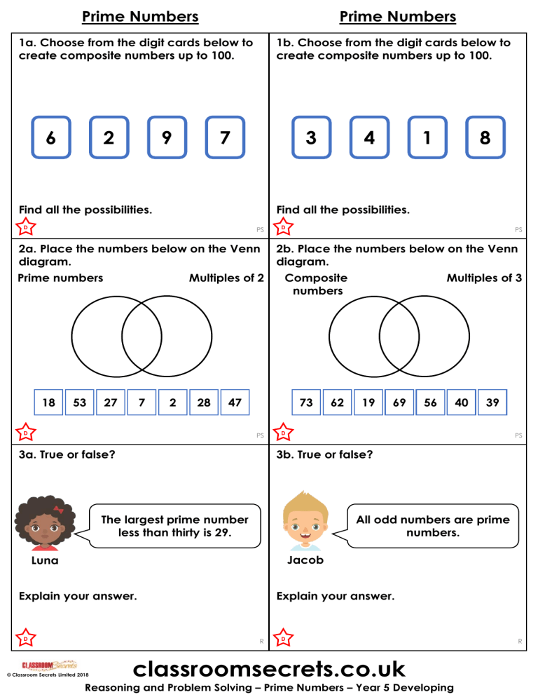 Prime Numbers Reasoning And Problem Solving