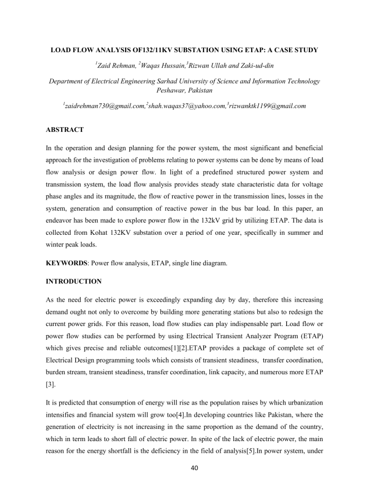 Load Flow Analysis of 132/11kV Substation using ETAP