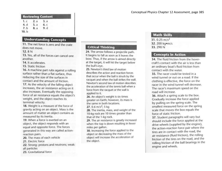 Conceptual Physics Chapter 12 Assessment Conceptual Physics Chapter 12 Assessment
