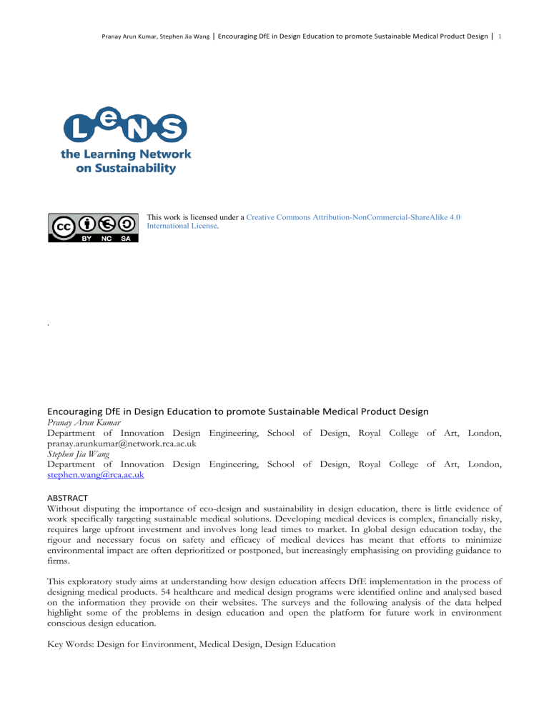 paper Encouraging DfE in Design Education to promote Sustainable ...
