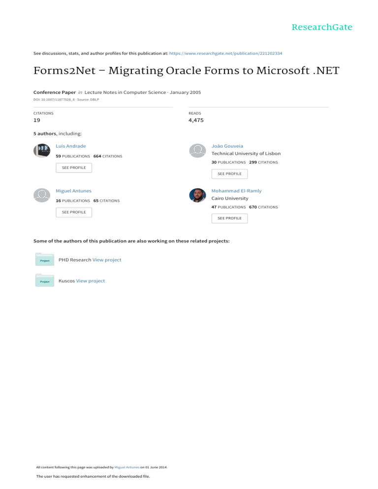 Forms2Net Migrating Oracle Forms To Microsoft NE
