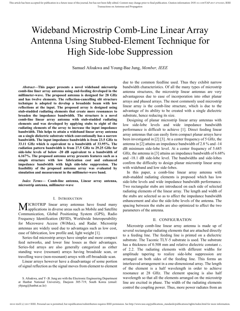Wideband microstrip Comb-line Linear Array Antenna Using Stubbed ...