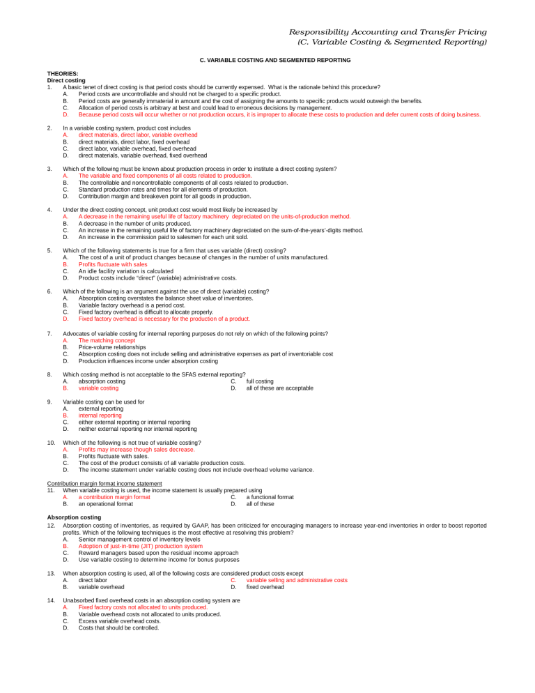 Pdfcoffee Variable costing pdf free Pdfcoffee Variable costing pdf free