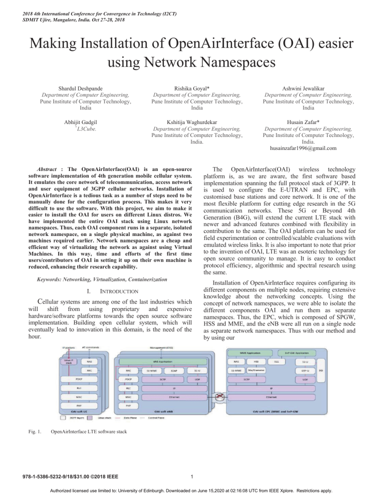OAI Installation with Network Namespaces