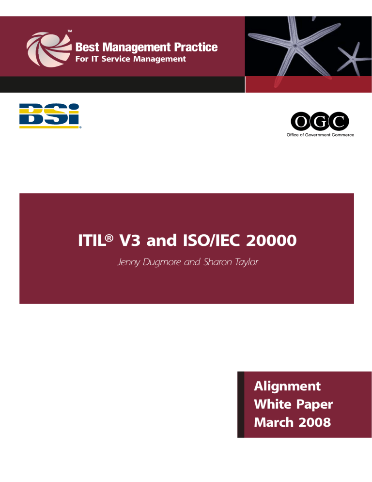 ITIL V3 and ISO/IEC 20000 Alignment White Paper