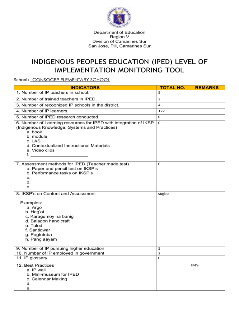 IPED Monitoring Tool