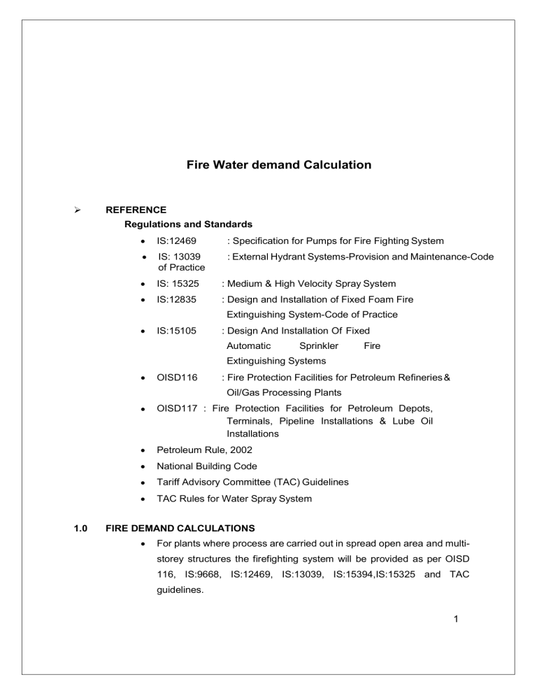 Fire Water Demand Caculation