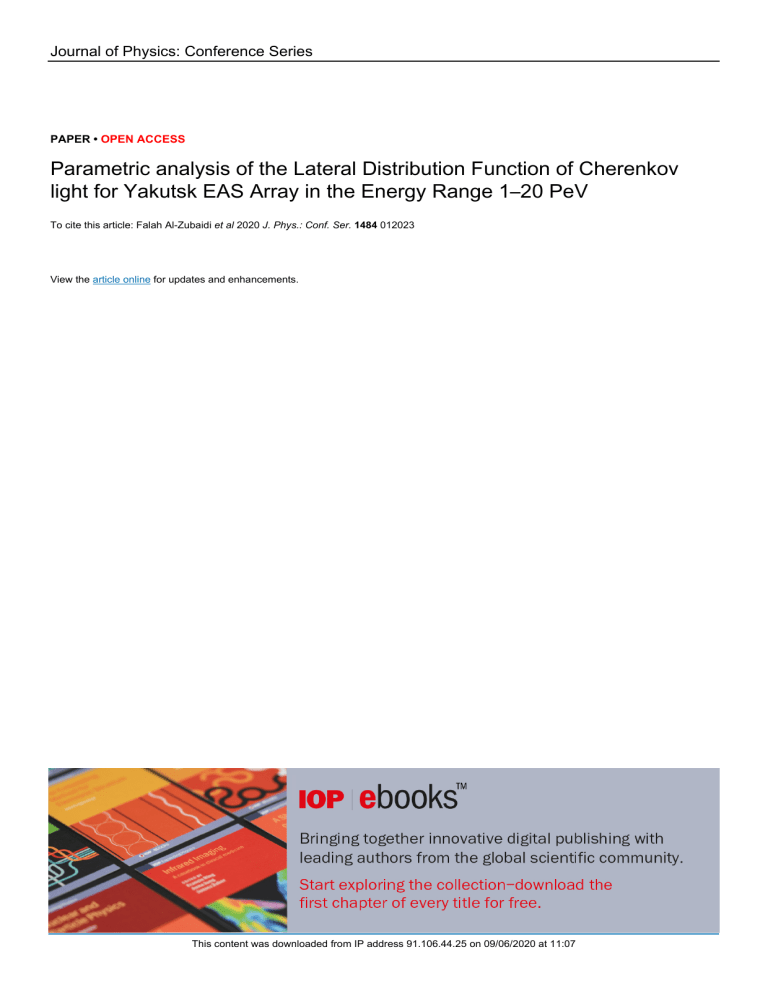 Parametric analysis of the Lateral Distribution Function of Cherenkov light for Yakutsk EAS ...
