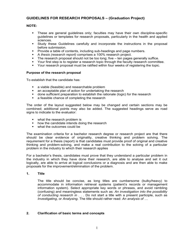 Guidelines For Research Proposal