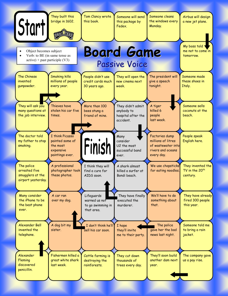 Board game passive voice fun activities games games 11400 Board game passive voice fun activities games games 11400