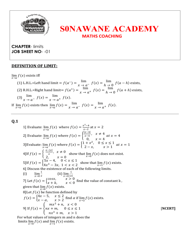 CONCEPT OF LIMIT CONCEPT OF LIMIT