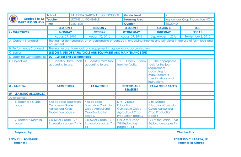 Dll agricultural crop tle grade 7docx Compress