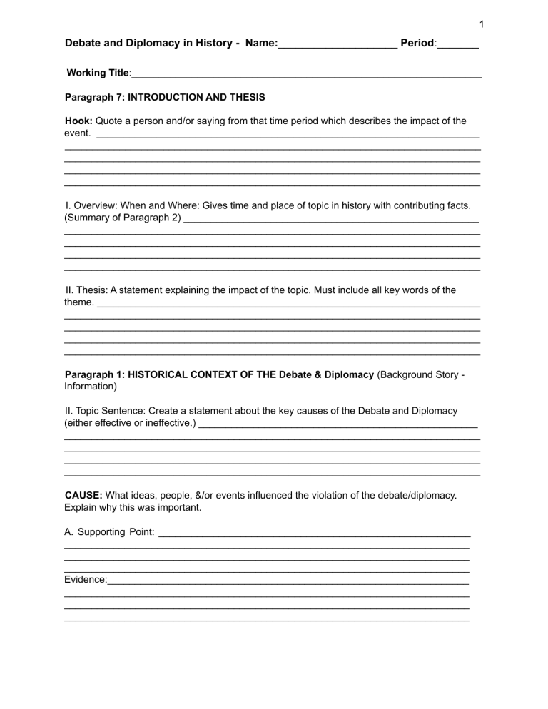 NHD Research Paper Outline 2021