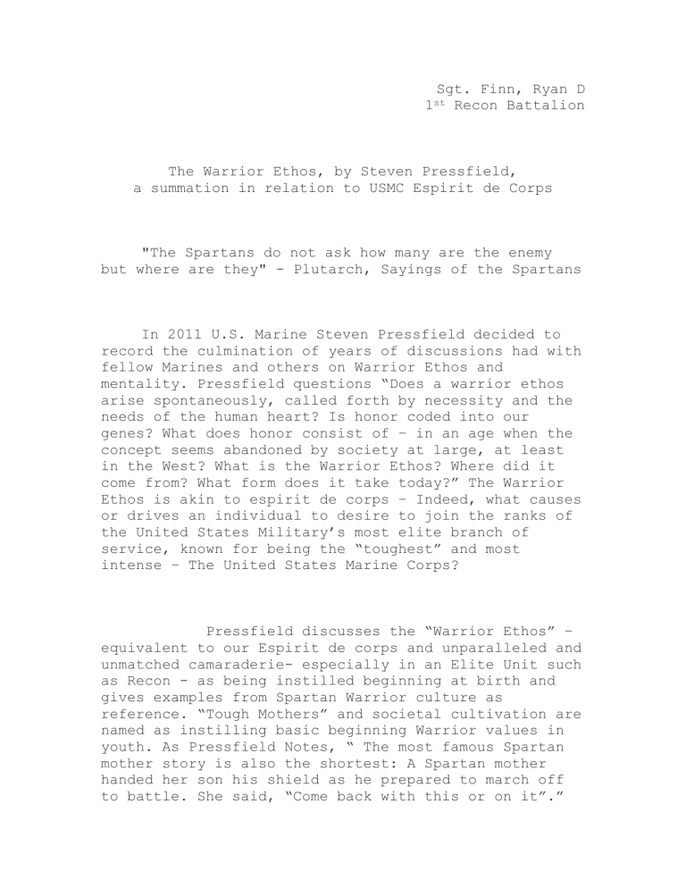 Usmc Book Report Format