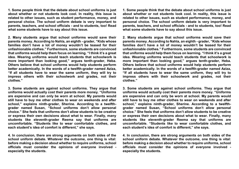 ESSAY Reading 1 Uniform ESSAY Reading 1 Uniform