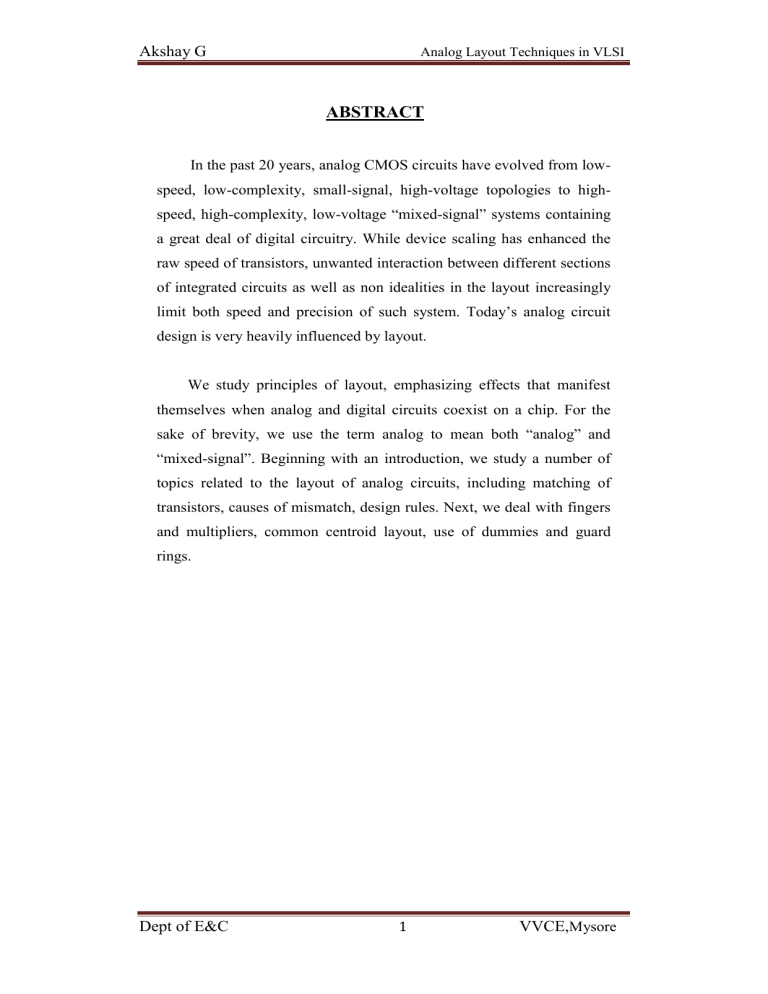 Analog Layout Techniques In VLSI