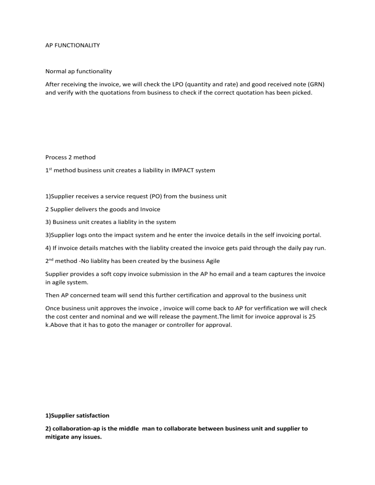 AP FUNCTIONALITY