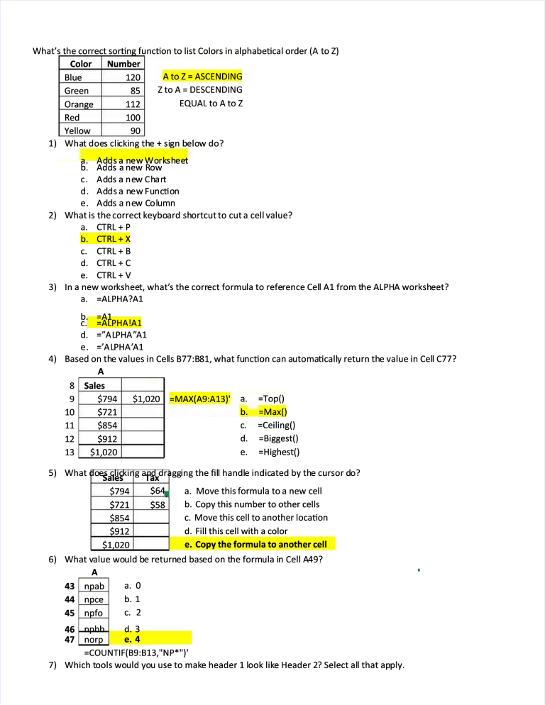 Excel Quiz
