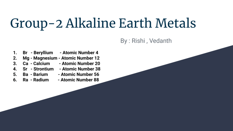 Alkaline Earth Metals: Group 2 Elements