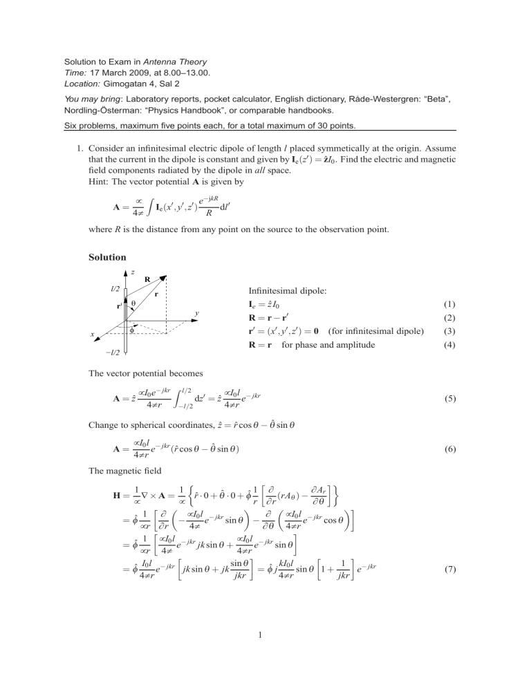 Antenna Theory Exam Solution