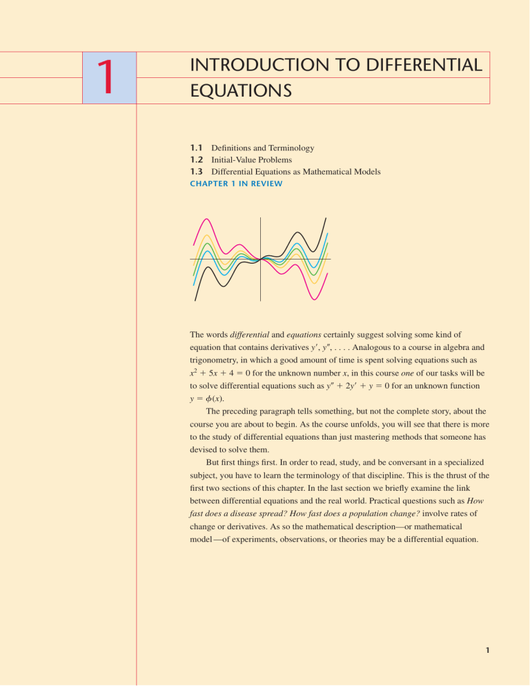 Introduction to Differential Equations: Definitions & Models