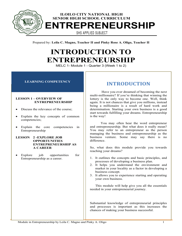 Module 1 entrepreneurship final Compress