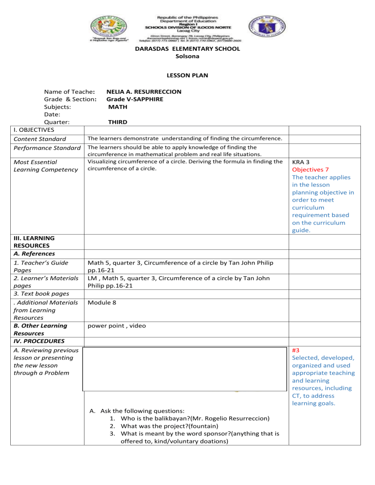 Grade 5 Math: Circumference of a Circle Lesson Plan