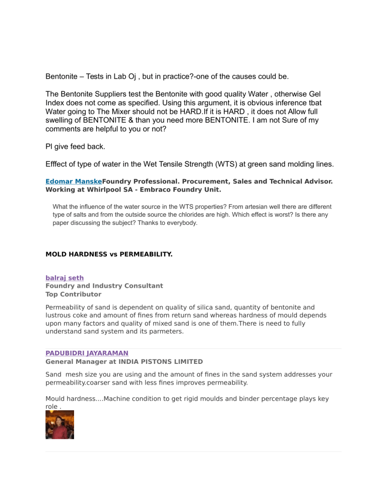 Mold Hardness & Permeability in Foundry Sand Systems