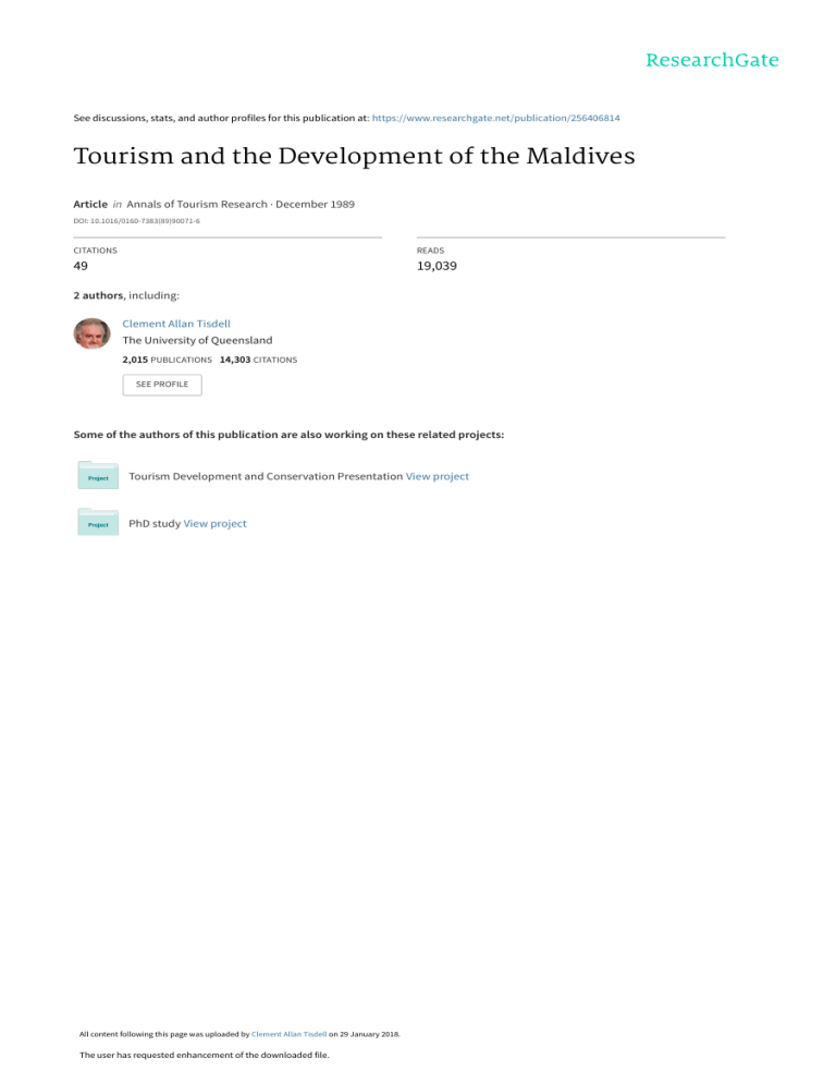 Tourism & Economic Development in the Maldives
