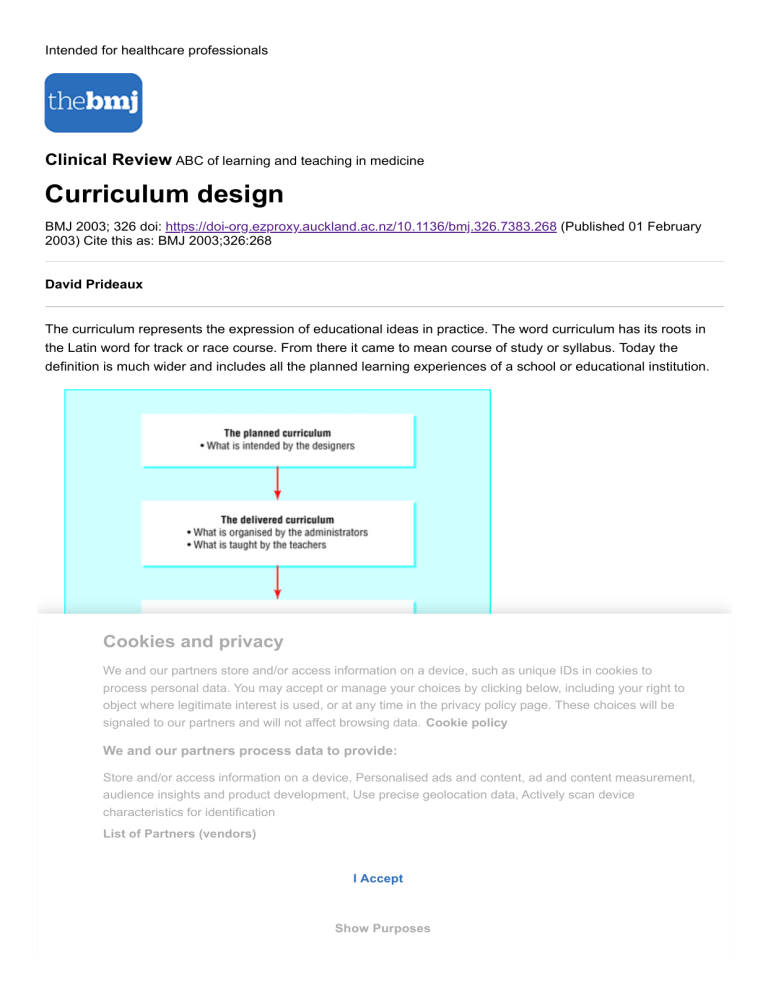 Curriculum Design in Medical Education