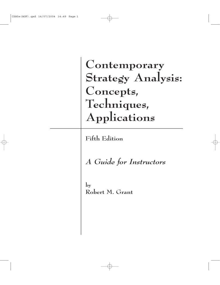 Strategy Analysis Instructor's Guide