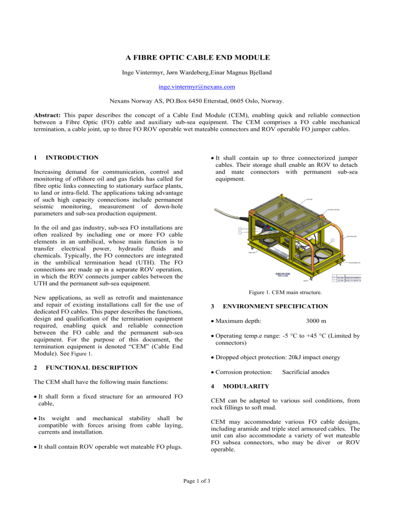 Fiber Optic Cable End Module Design & Specifications