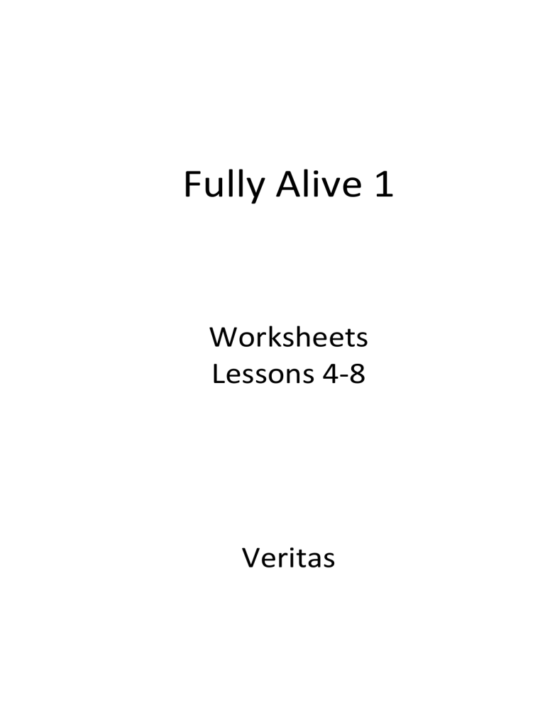 Fully Alive 1 Worksheets: Bible Study