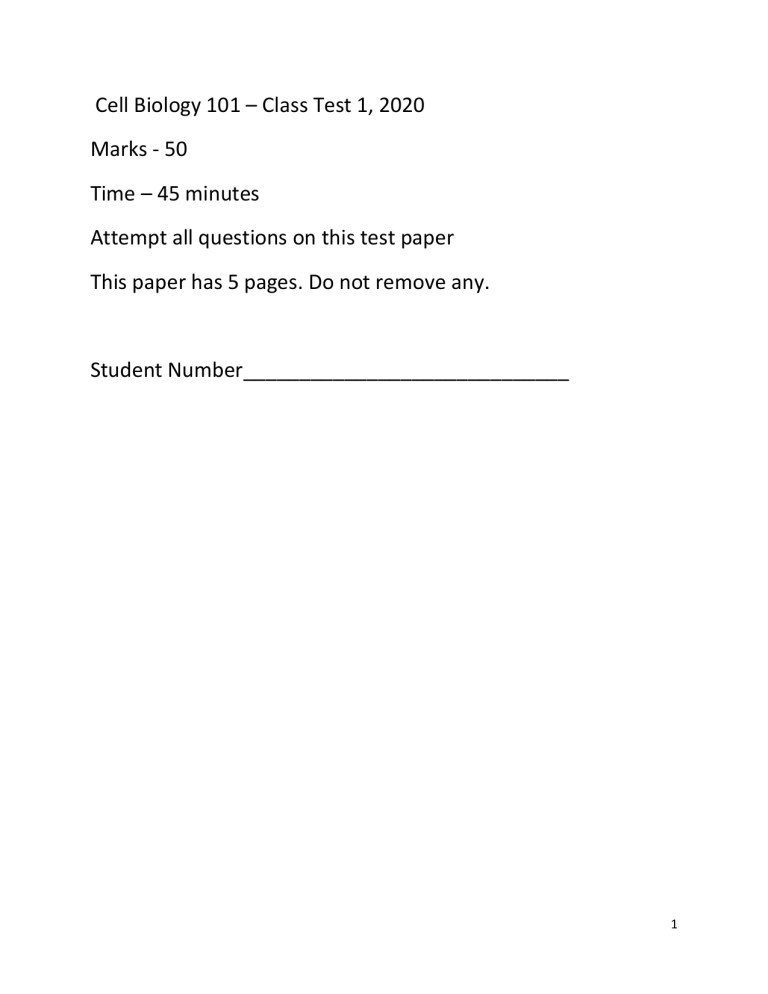 Cell Biology Test: Cell Theory, Structure, Organelles