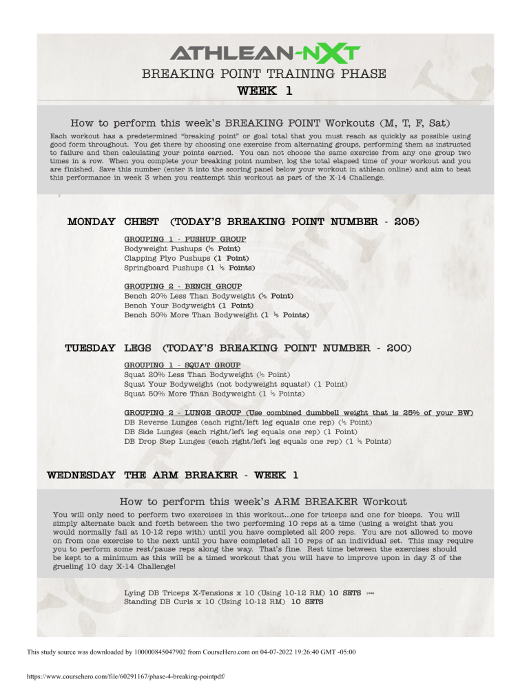 Breaking Point Workout Plan