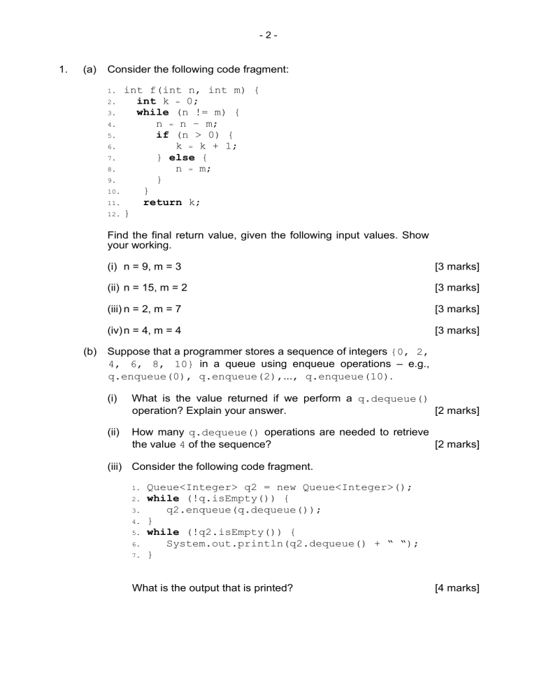 Computer Science Exam Questions: Algorithms, Data Structures