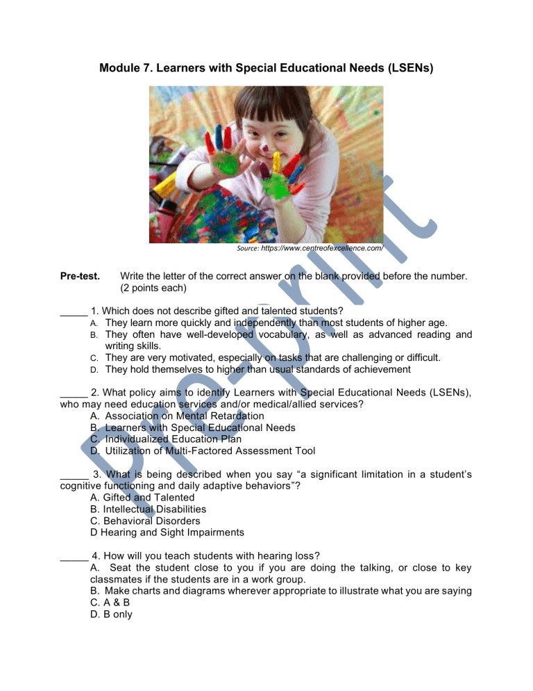 LSENs: Special Education Needs Module