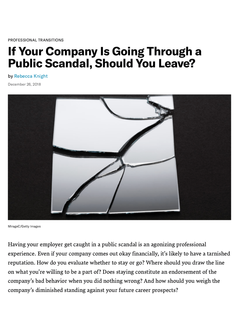 Company Scandal: Should You Stay or Leave?