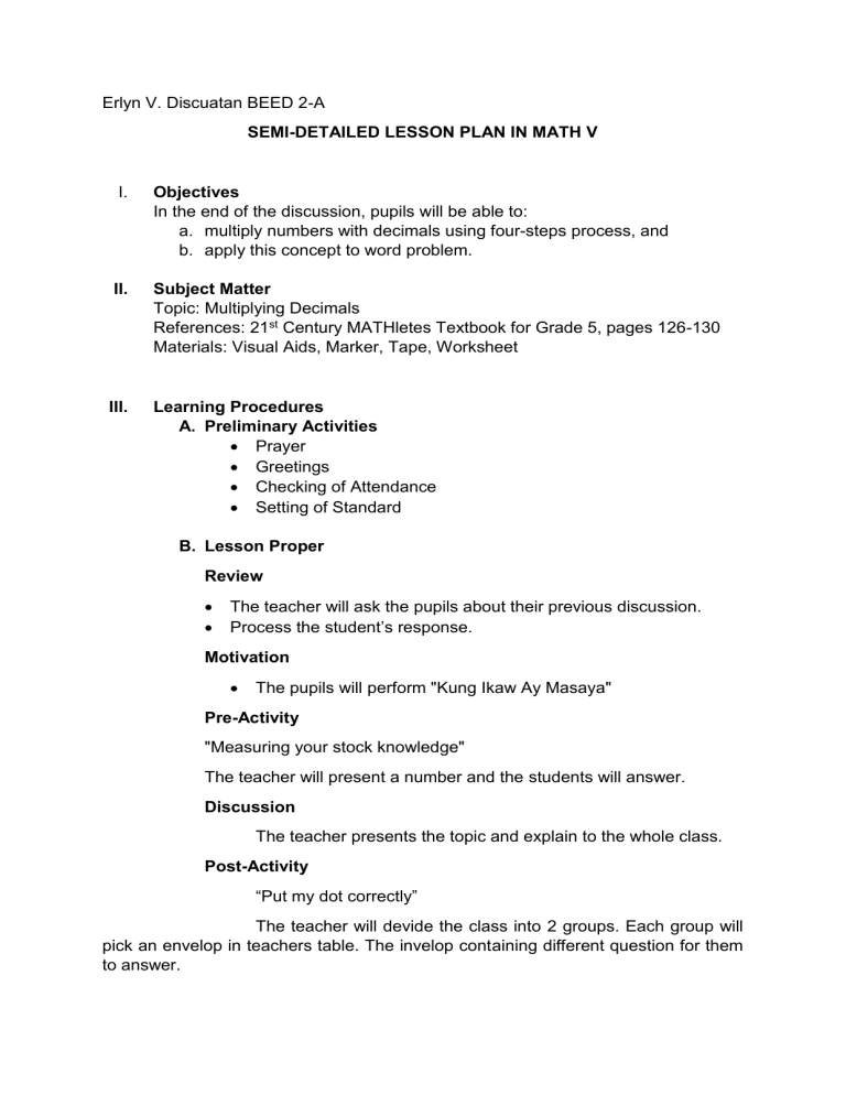 SEMI DETAILED LP MATHEMATICS SEMI DETAILED LP MATHEMATICS