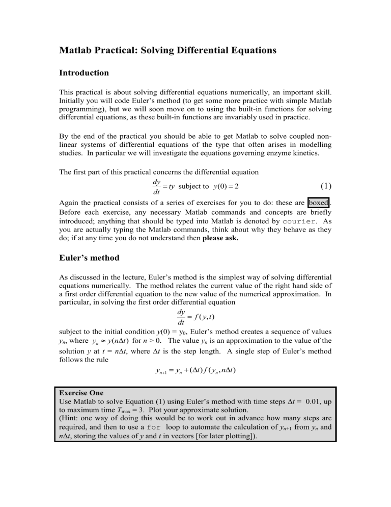 Matlab Differential Equations Practical Guide