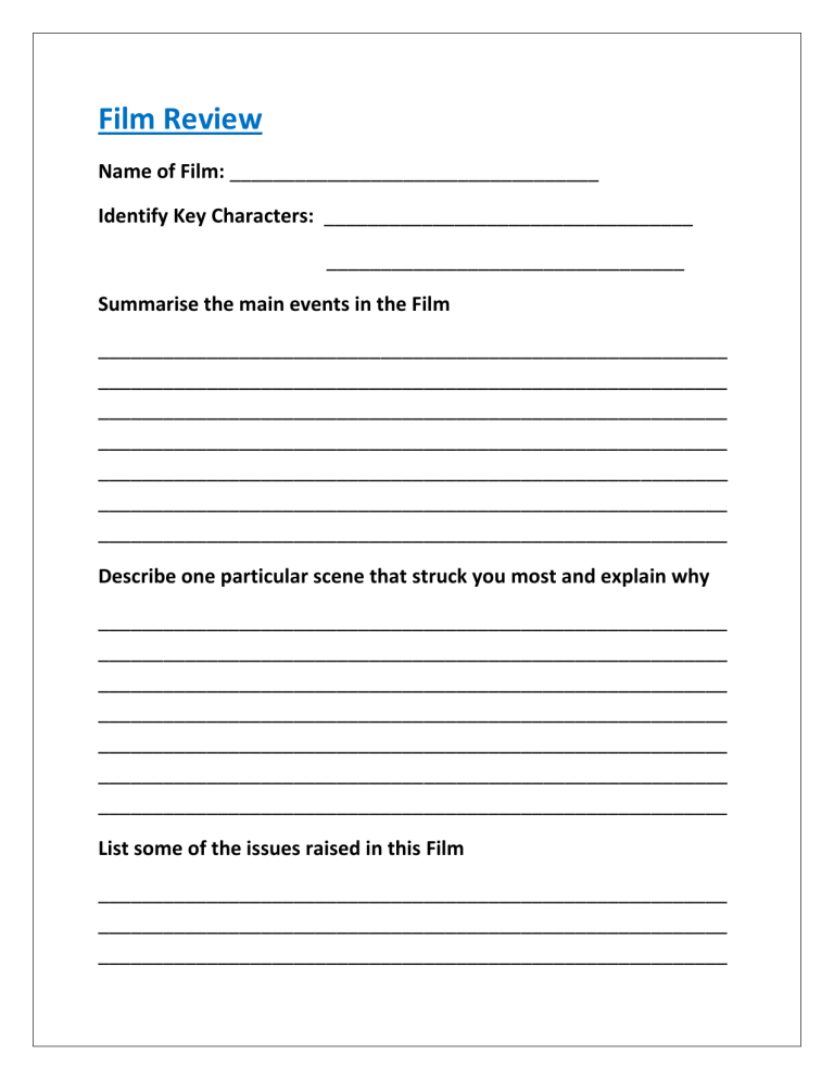 Basic Film Review Template