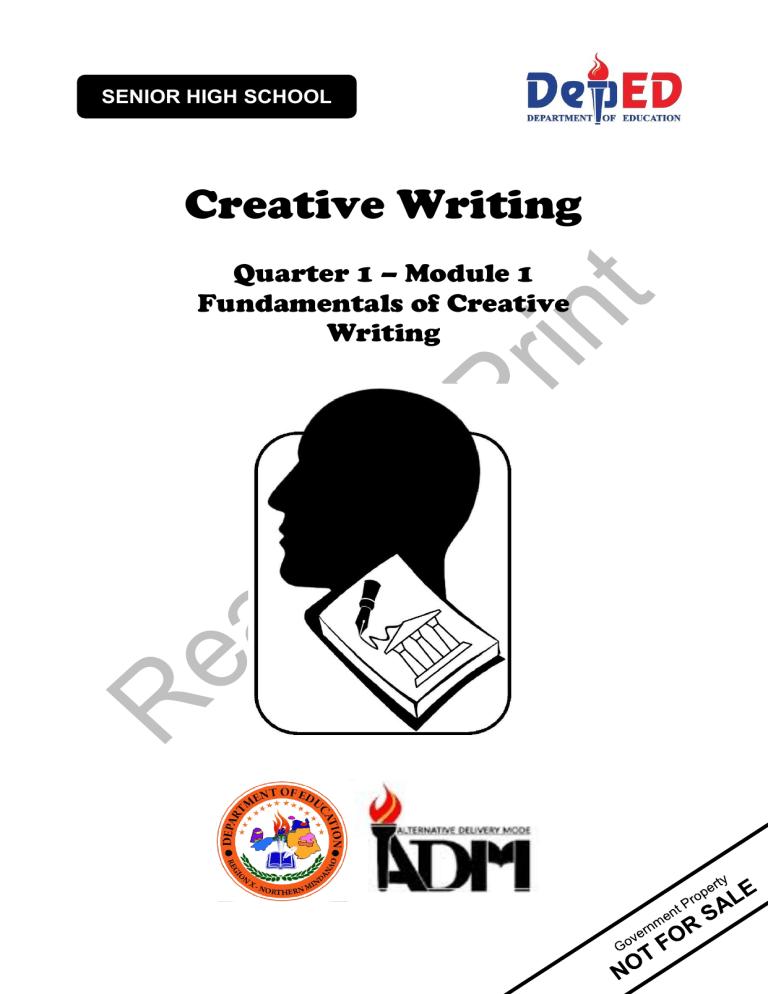 CreativeWriting12 Q1 Mod1 Fundamentals Of Creative Writing V5 CreativeWriting12 Q1 Mod1 Fundamentals Of Creative Writing V5